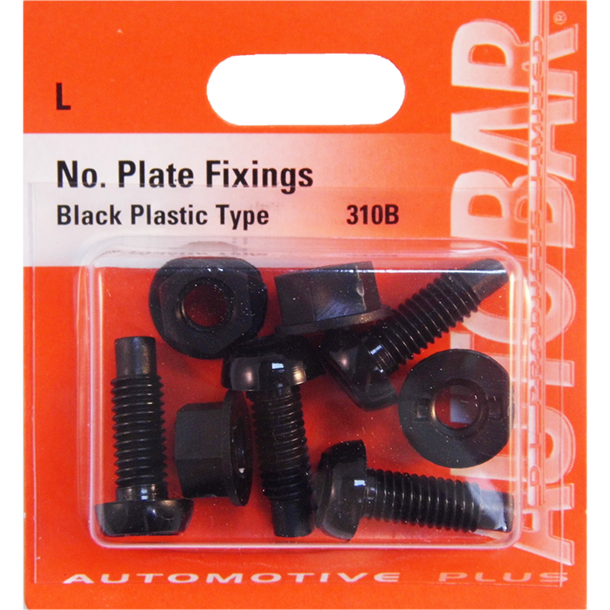 Autobar 310 License Number Plate Fixings 4 Pieces Plastic Black DL-310 ...