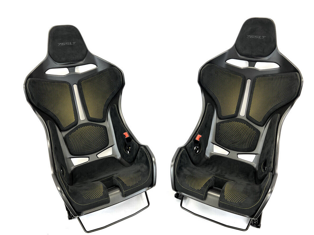 GENUINE MCLAREN 765LT CARBON RACING BUCKET SEATS PAIR - BLACK WITH YEL ...