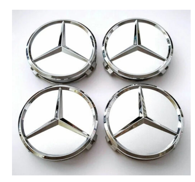 MERCEDES 75MM SILVER CENTER CAPS SET A2204000125 – ApexSpares